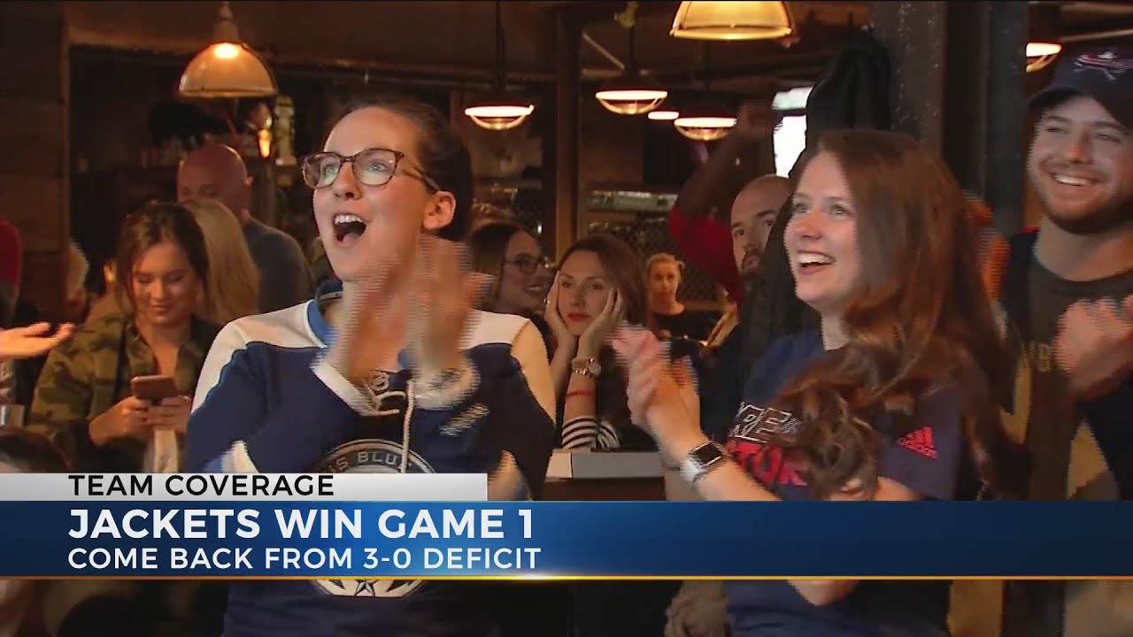 Fans celebrate CBJ win in game 1 - YouTube