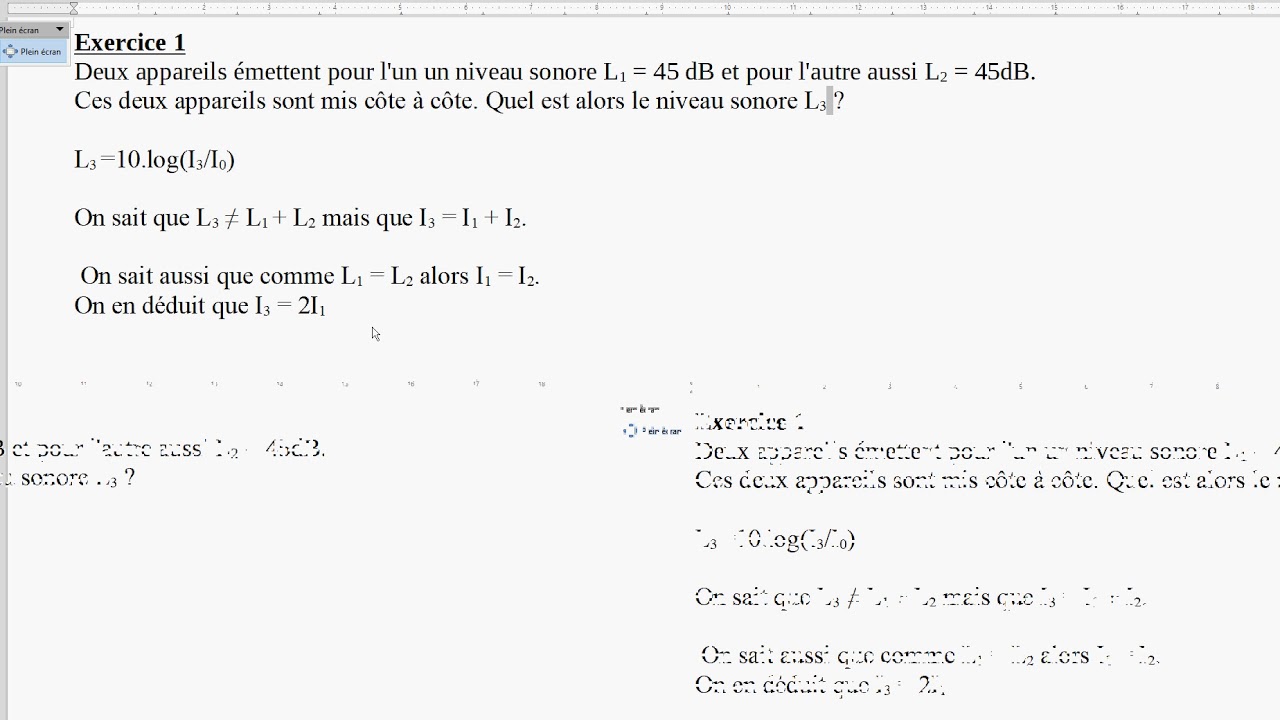 exercice niveau sonore et intensité sonore - YouTube