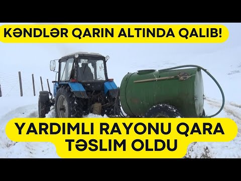 Yardımlıya iki metr qar yağıb.Onlarla kəndin yolları bağlıdır