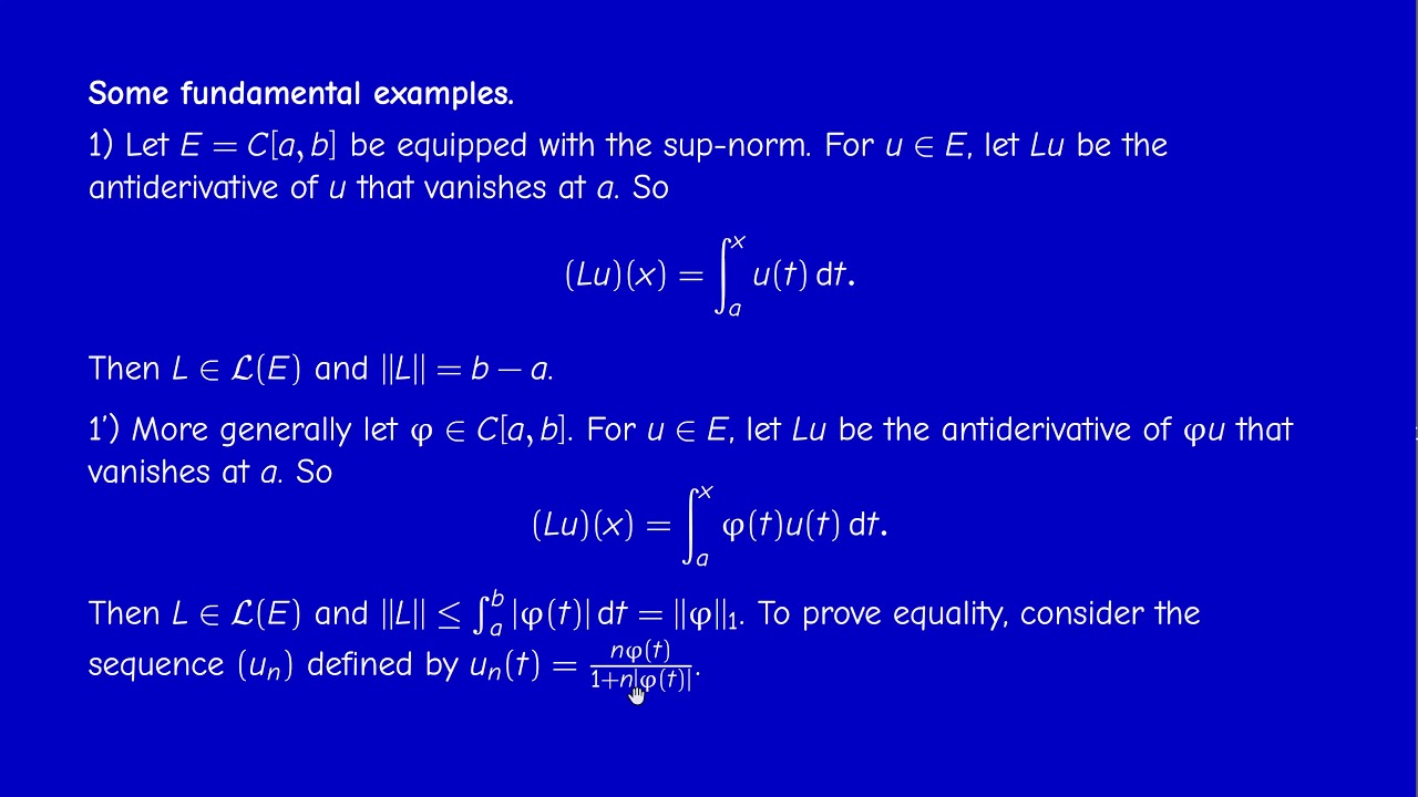 M3302 - Differential Calculus in Banach spaces - Section 1.2 - Linear bounded maps - YouTube