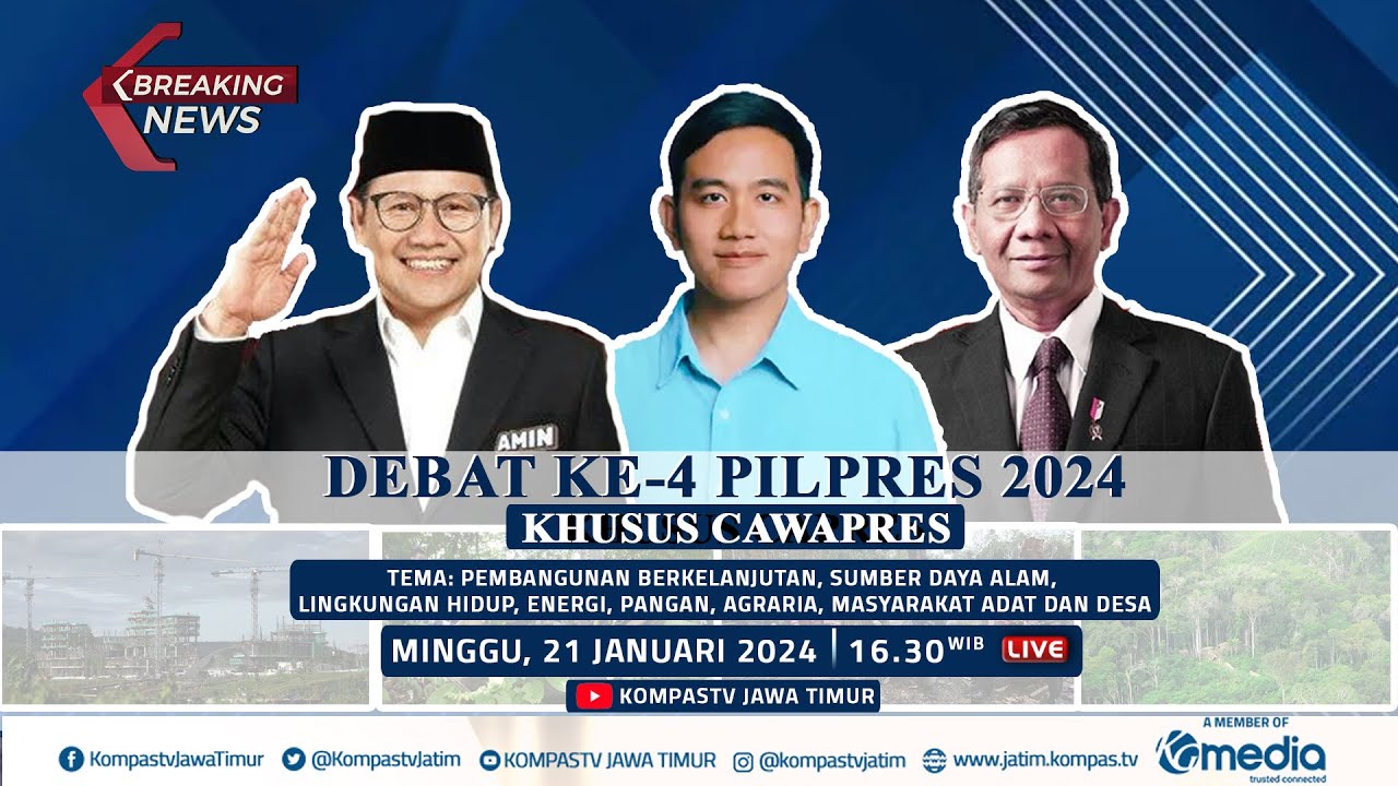 LIVE - Debat Cawapres 2024 Ronde Ke-4: Cak Imin, Gibran, Mahfud MD ...