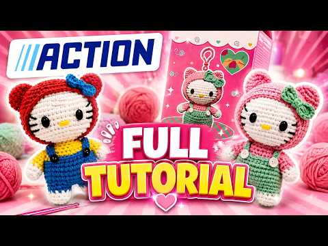 I TRIED THE ACTION HELLO KITTY CROCHET KIT 👀🎀 | Full Tutorial