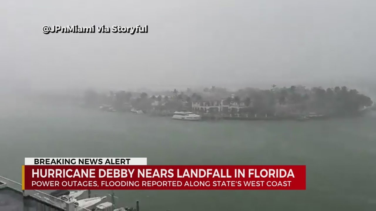Hurricane Debby nears landfall in Florida - YouTube