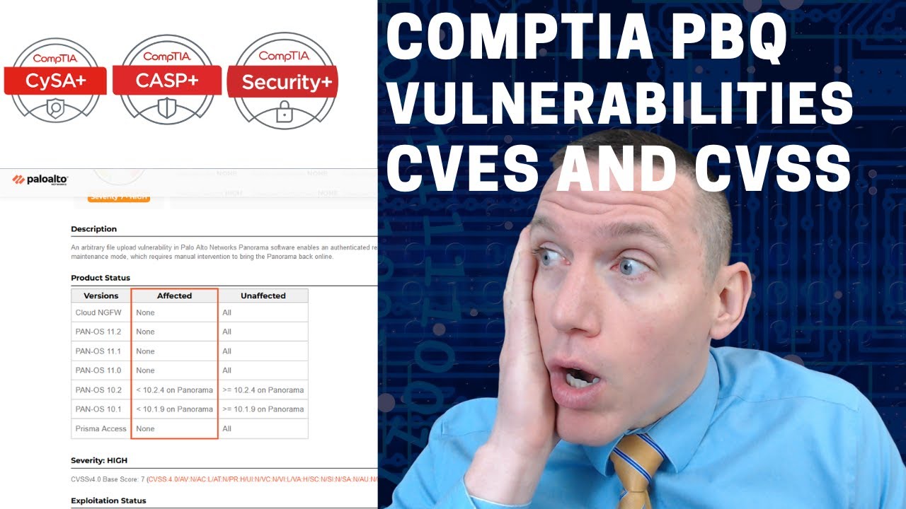 CompTIA PBQ Practice Question - Analyzing Vulnerabilities CVEs CVSS ...