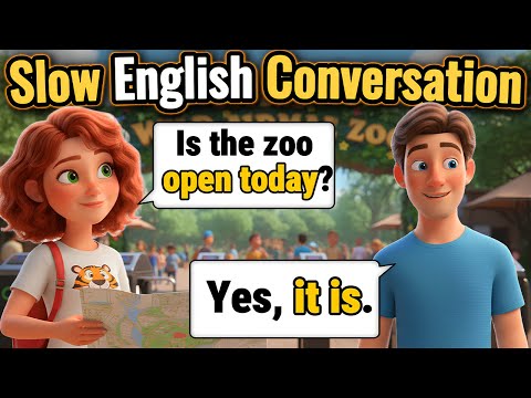 English Listening  At The Zoo Slow English Conversation With Subtitles For Beginners Today