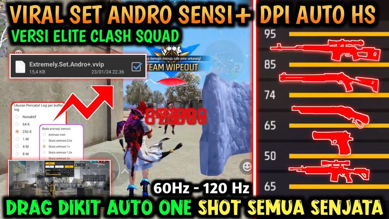 ‼️SET ANDRO GACOR FF AUTO ONE SHOT ☠️🎯 SENSITIVITAS FF AUTO HEADSHOT ...