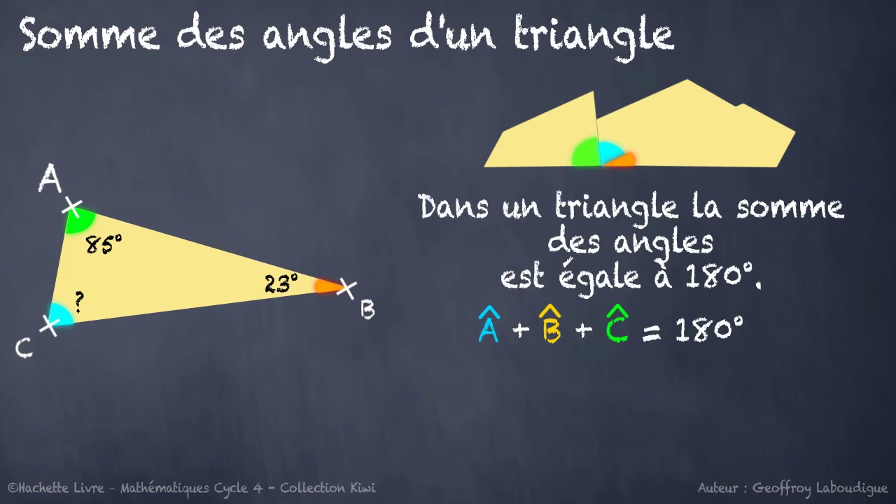 Propriété de la somme des angles dans un triangle - YouTube