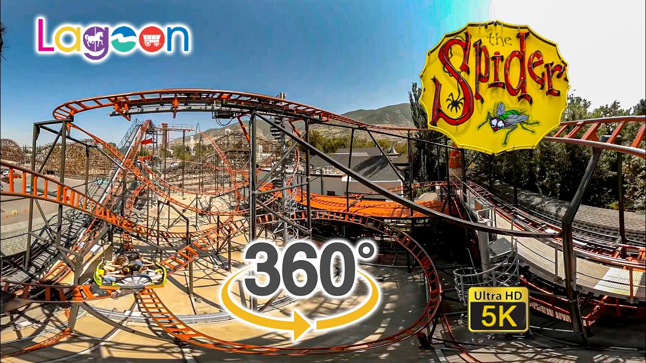 5K VR 360 The Spider Spinning Roller Coaster On Ride Ultra HD POV ...