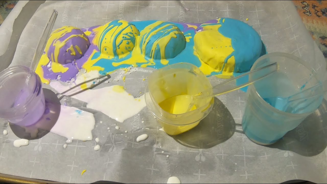 Crumbling Baking Soda Pucks with Colorful Corn Starch Paste. Satisfying ...