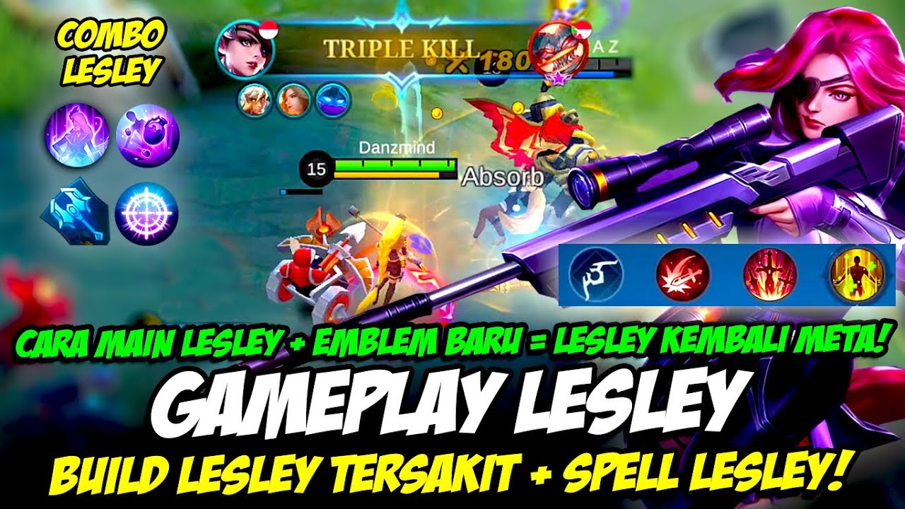 GAMEPLAY LESLEY + EMBLEM BARU ML = LESLEY META PENJELASAN SKILL LESLEY ...