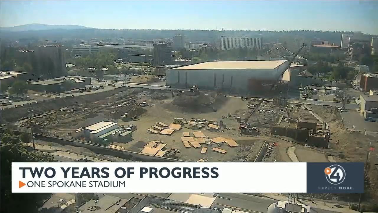 Two years of construction at the One Spokane stadium - YouTube