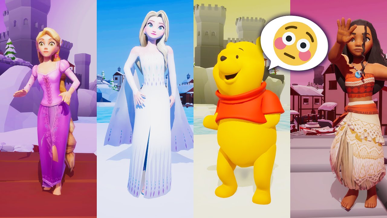 Rapunzel Tangled Vs Elsa Let It Go Vs Winnie the Pooh Vs Moana Disney ...