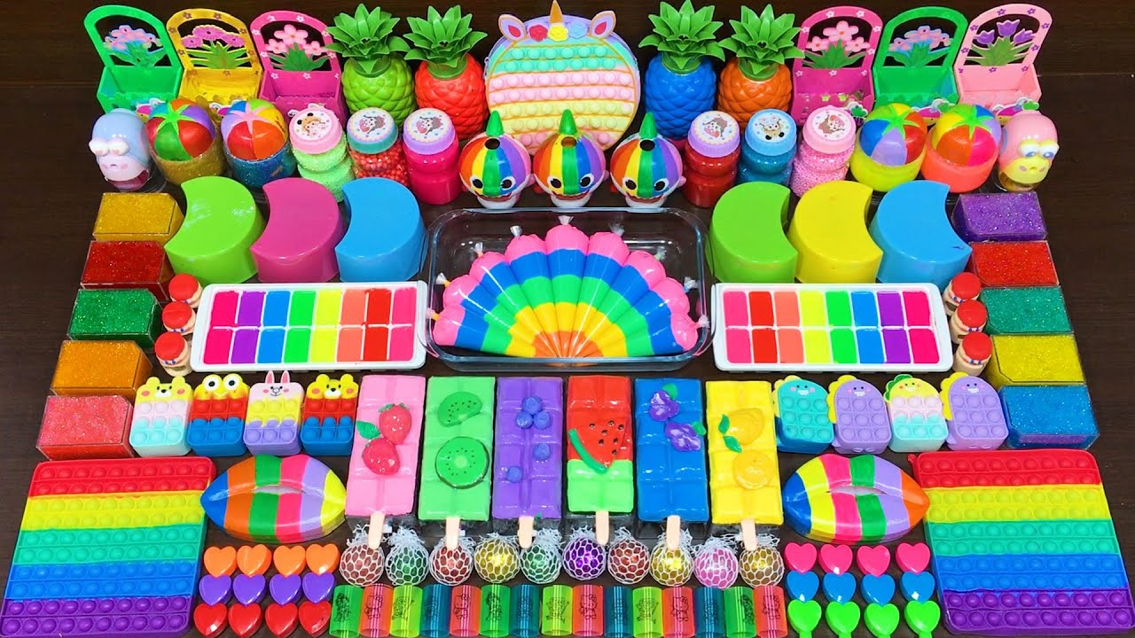 RAINBOW slime !!! Mixing random into CLAY Slime !!! Satisfying Slime ...