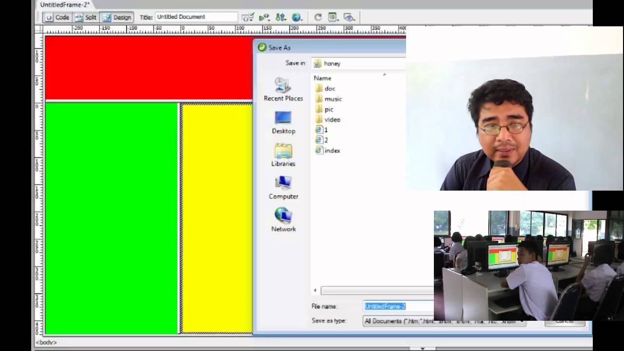 การแบ่ง Frame ด้วยโปรแกรม Dreamweaver - YouTube