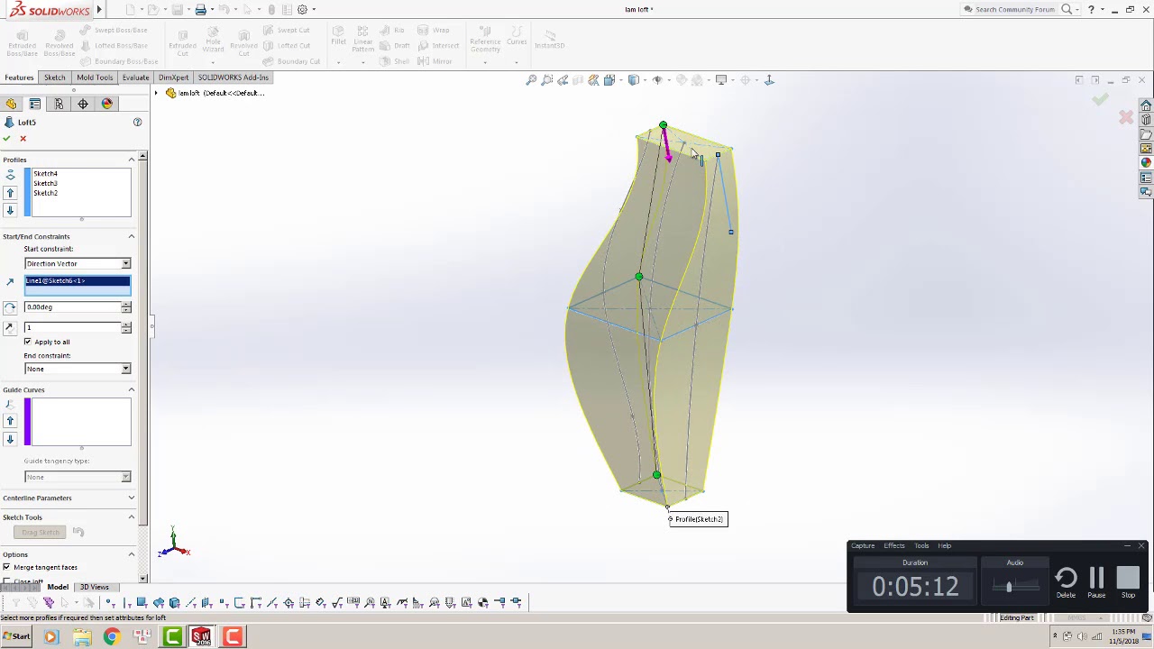 Hướng dẫn sử dụng lệnh lofted boss/base trong solidworks 2016 - YouTube