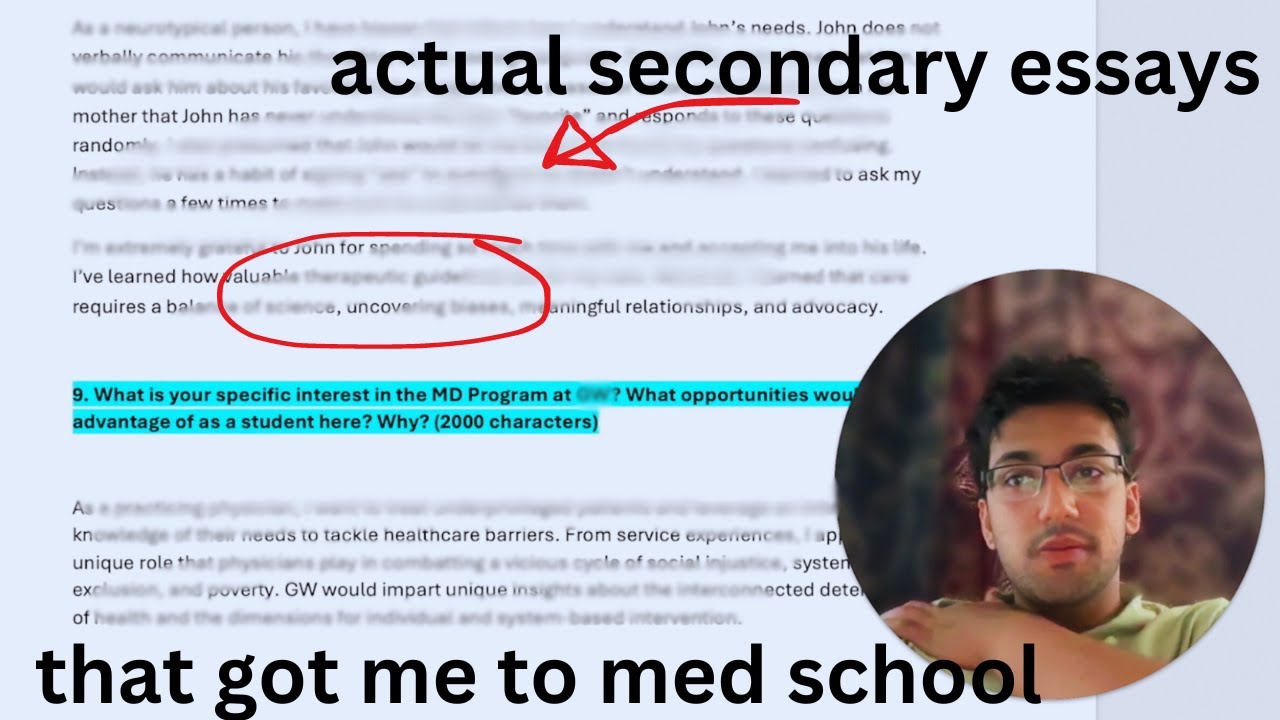 Reading My Actual Secondary Essays II Med School Apps - YouTube