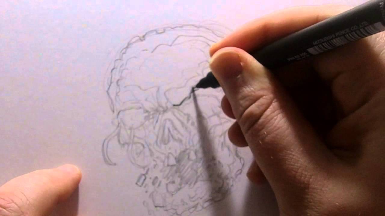 How To Draw A Diseased Skull - YouTube