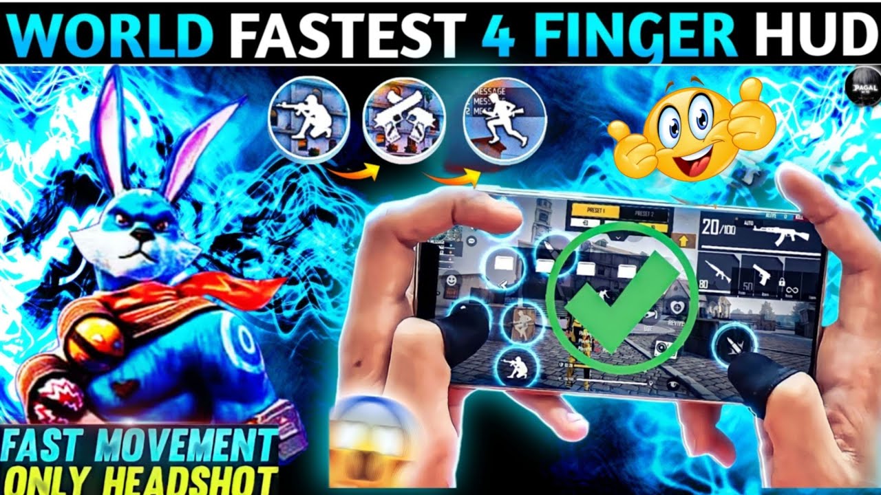 ️⚡BEST 4 FINGER CUSTOM HUD IN FF | BETTER THAN PC PLAYERS | 4 FINGER ...