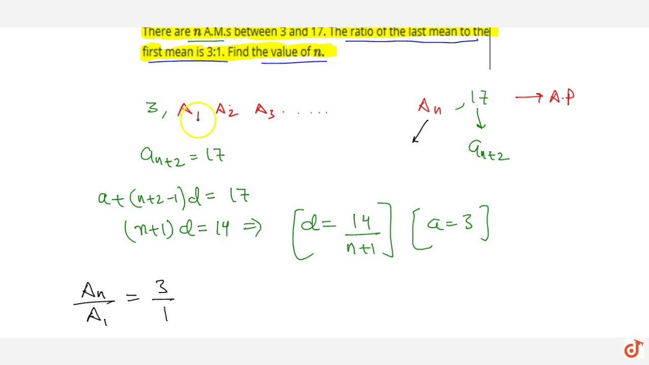 There are ltmath gt ltmi gtn lt/mi gt lt/math gt A.M.s between 3 and 17 ...