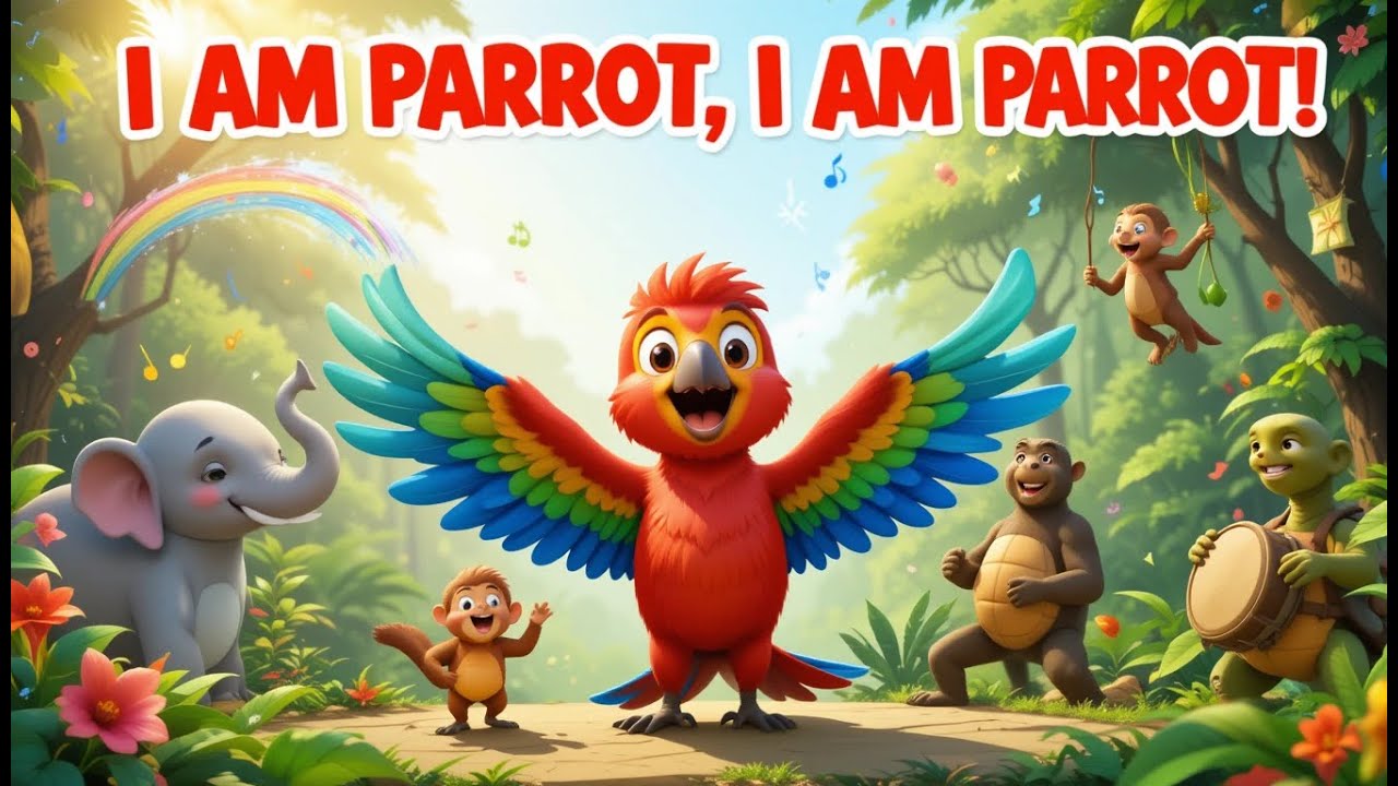 "I Am Parrot, I Am Parrot 🦜 | Funny Jungle Nursery Rhyme & Kids Song ...