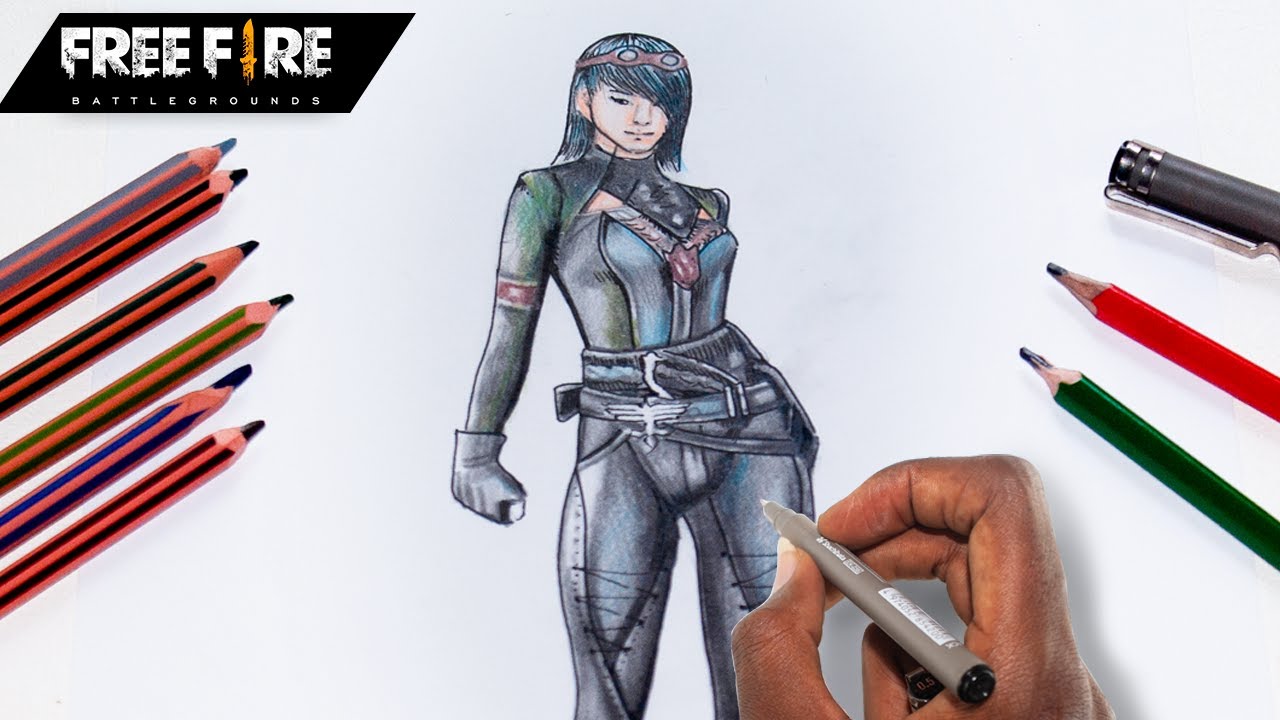 FREE FIRE DRAWING AND COLORING | HOW TO COLOR WITH COLORED PENCILS ...