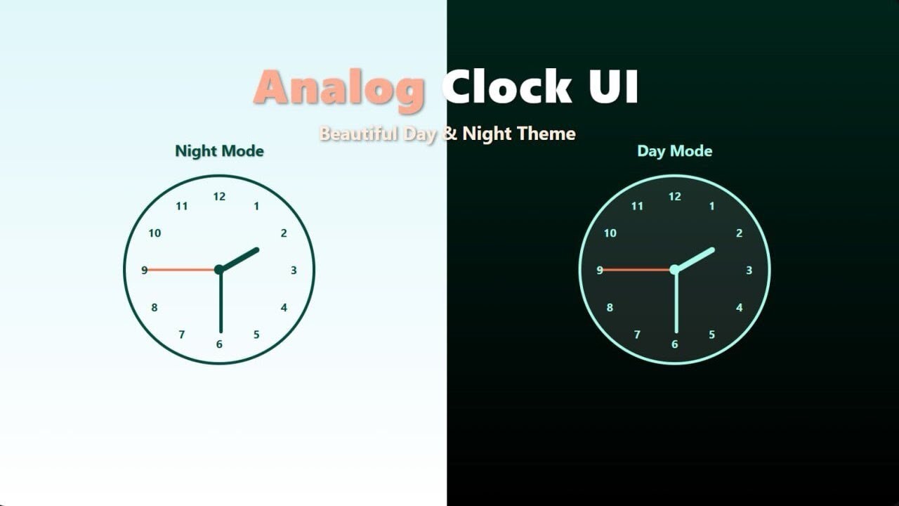 Build a Stylish Analog Clock with Day/Night Mode using HTML, CSS & JavaScript | Animated Clock ...