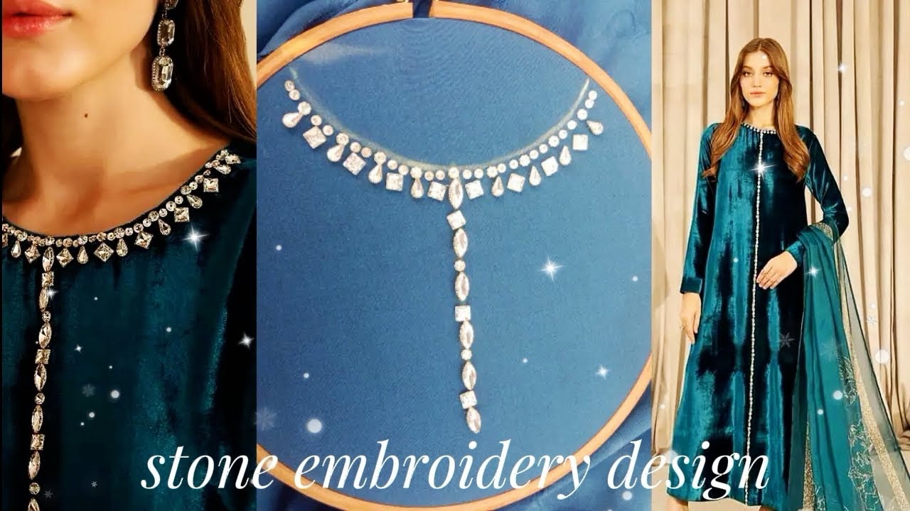 stone embroidery neck design your dress | beads neck design | # ...