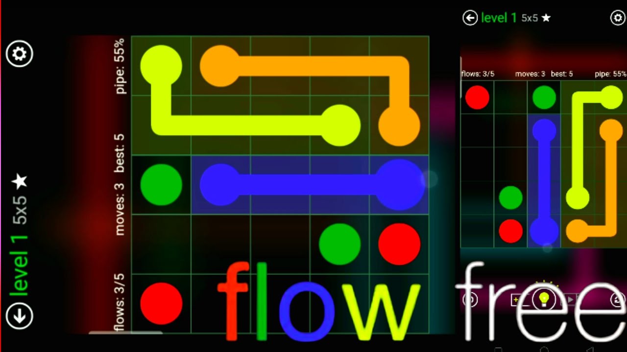 Flow Free Game Level 1 - 10 Intro Classic Pack 5×5 Easy Android ...
