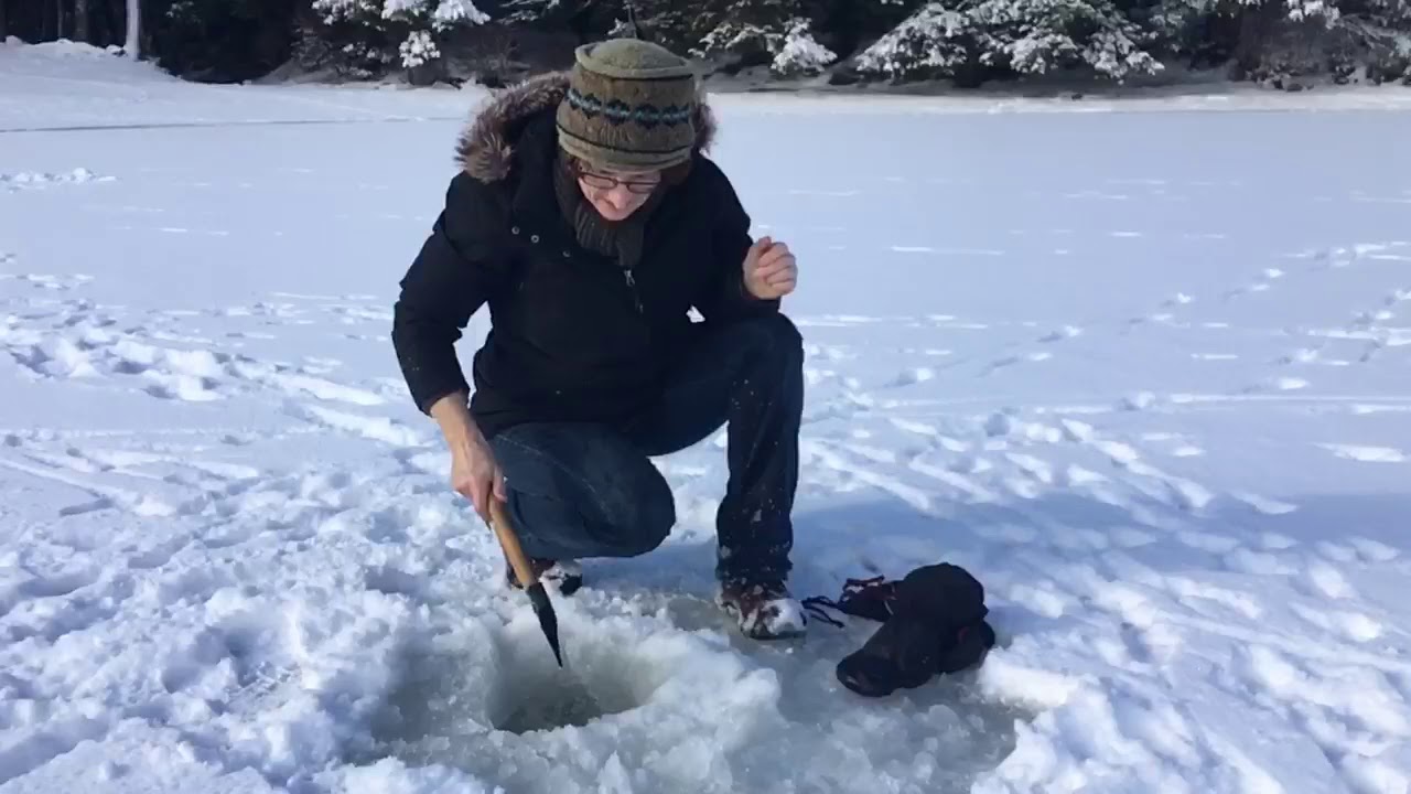Checking ice thickness for the Plunge - YouTube