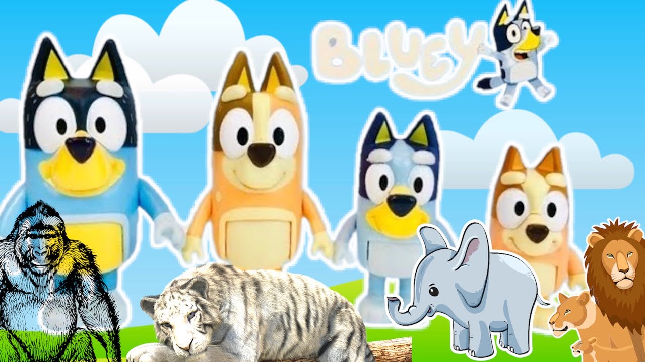 BLUEY and BINGO Visit The Zoo Animals Playing with Toys Videos For Kids ...