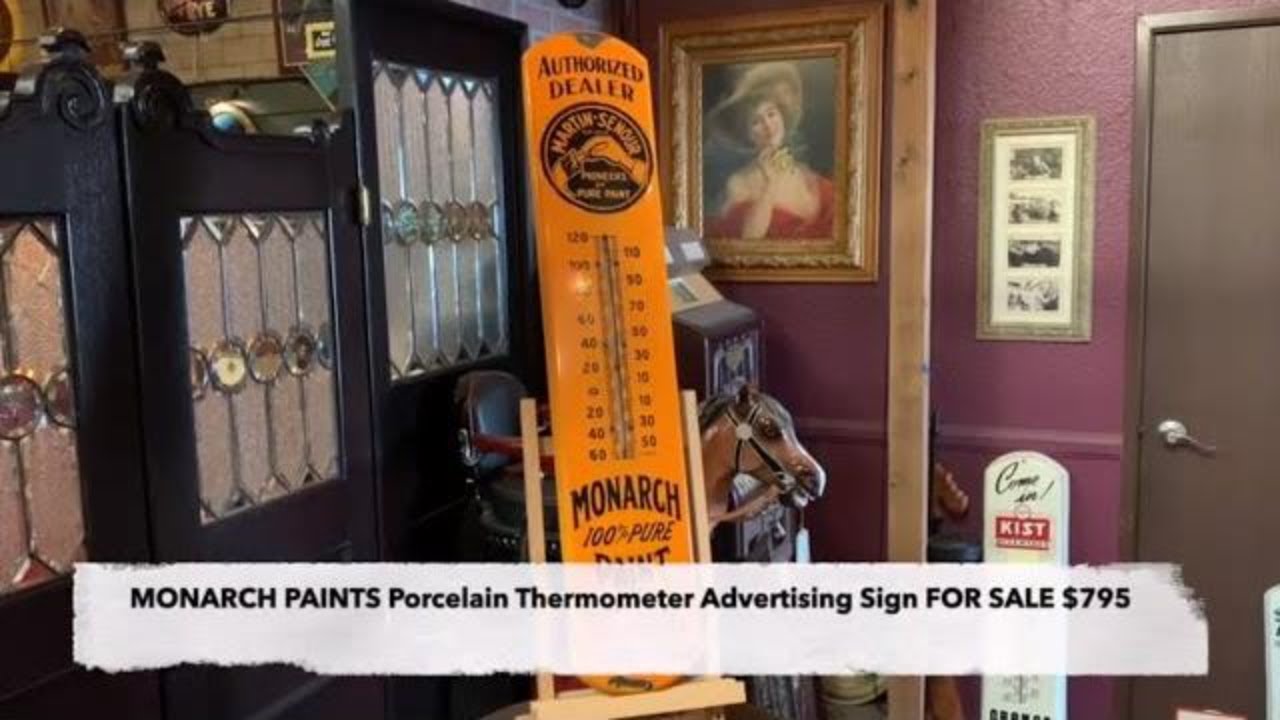 MONARCH PAINTS Porcelain Thermometer Advertising Sign SOLD FOR $795 ...