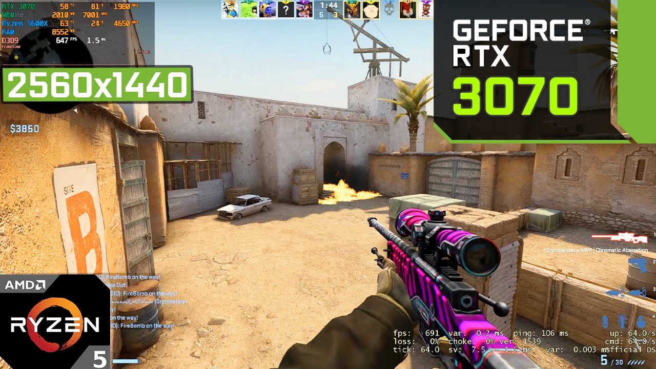 CS:GO : RTX 3070 8GB + Ryzen 5600X : 2K Low Settings - YouTube