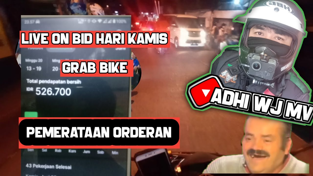vlog ojol, Live on bid, grab bike pemerataan orderan - YouTube