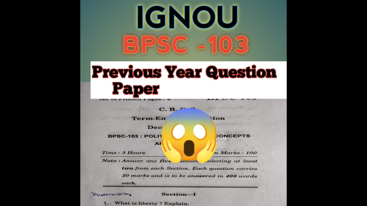 BPSC -103 ignou previous year question paper,BAPSH,BPSC-103 - YouTube