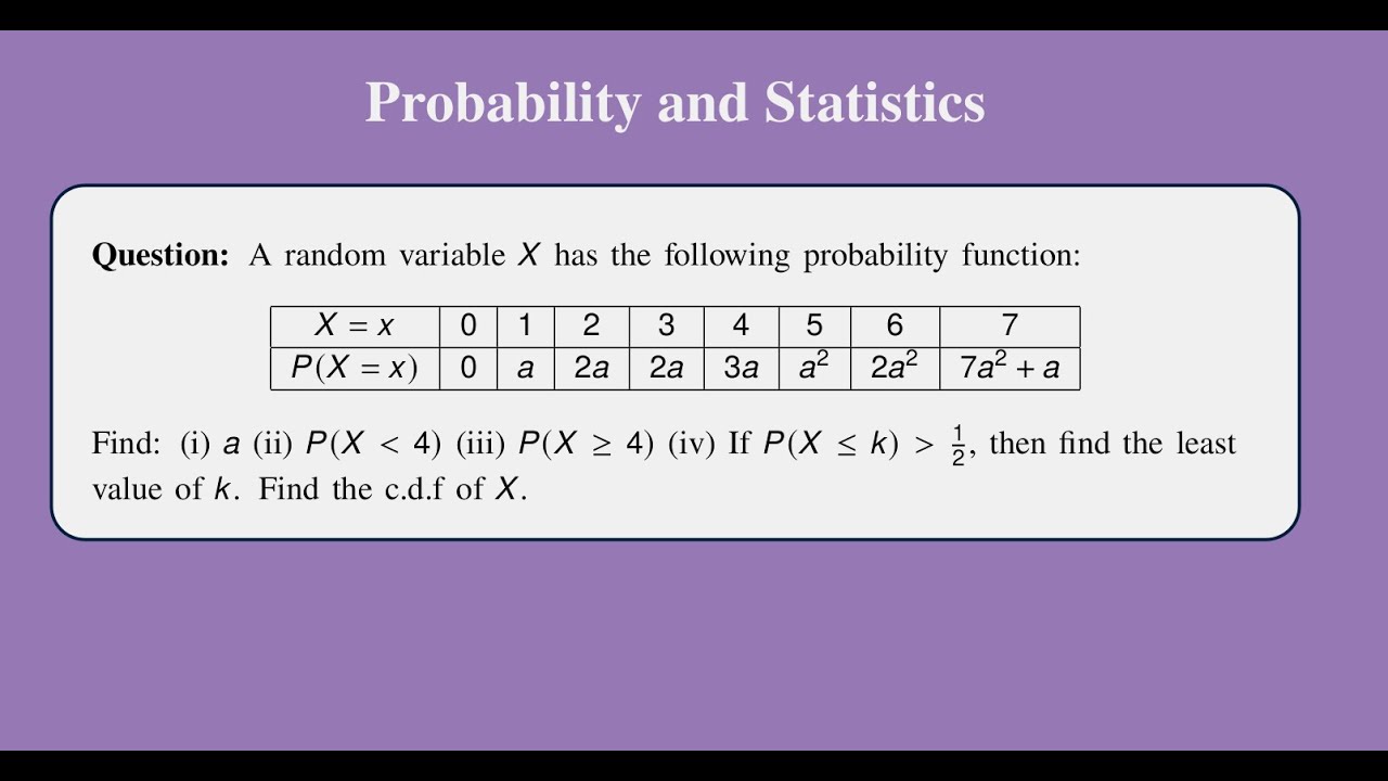 Probability Function of Discrete Random Variables | Solving for ...