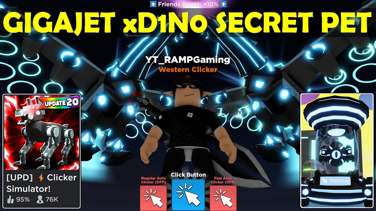 NEW GIGAJET xD1N0 SECRET PET in Clicker Simulator (Roblox) New Update ...