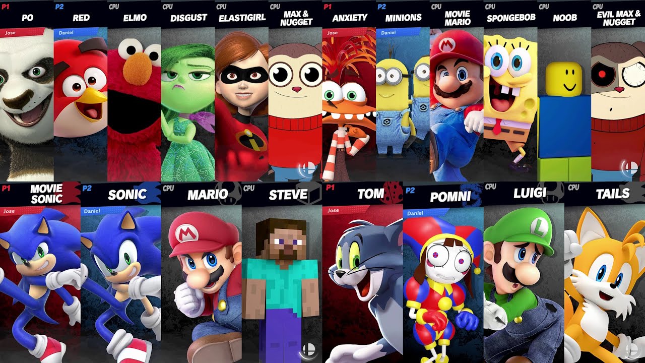 Sonic vs Mario vs Steve | Tails vs Luigi | Anxiety vs Noob vs Spongebob ...