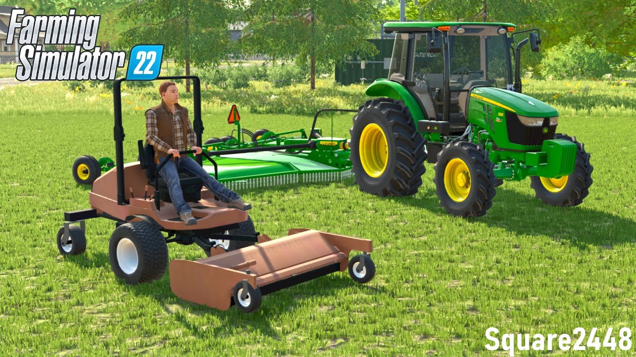 Mowing Football Field! | Demoing Tractor & Batwing | Landscaping | FS22 ...