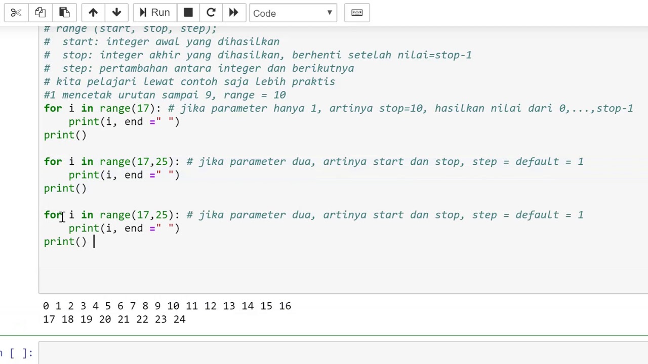 Tutorial Python - fungsi range - YouTube