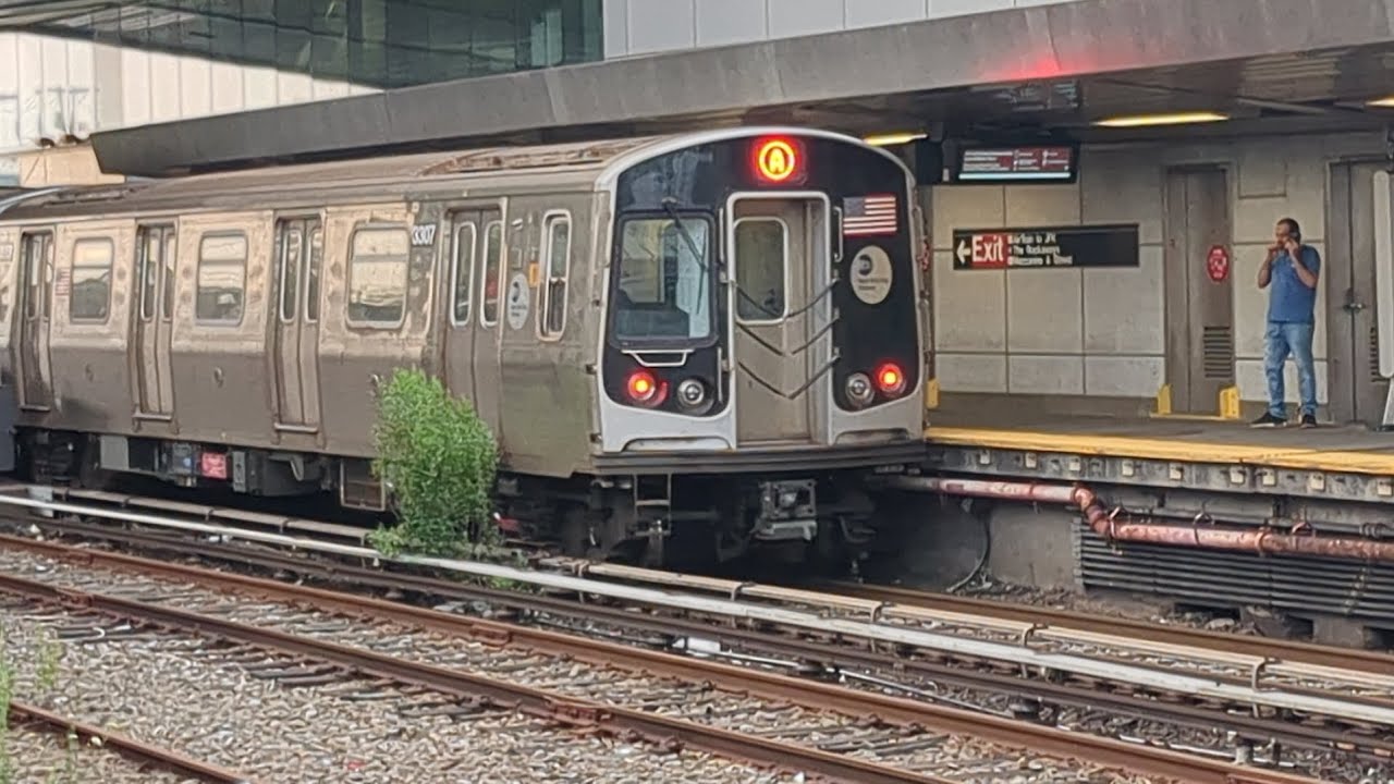 IND Rockaway Line: (A) train action @ Howard Beach-JFK Airport - YouTube