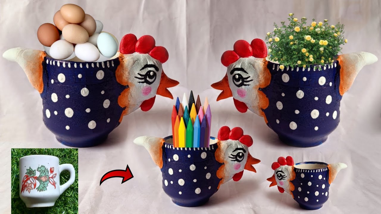 Hen Shape Planter / DIY Hen Egg Holder / DIY Showpiece Making At Home ...