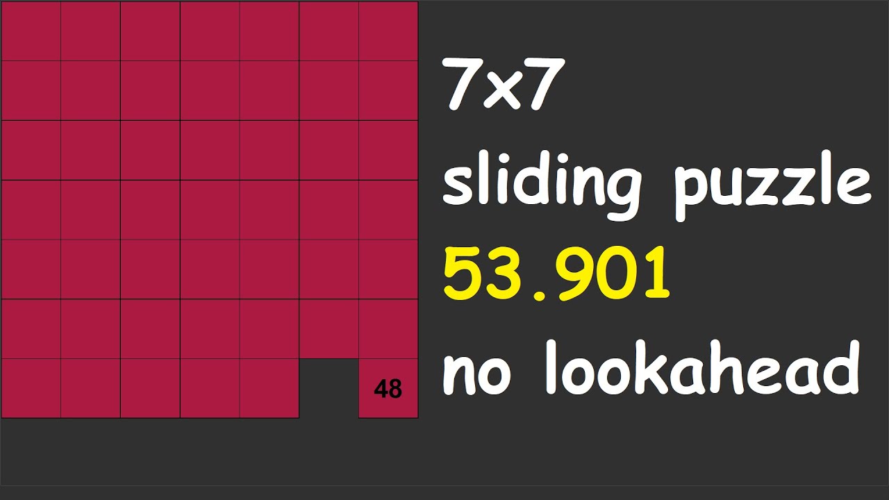 how to sub 1 on 7x7 sliding puzzle (minimal unsolved 53.901 WR) - YouTube