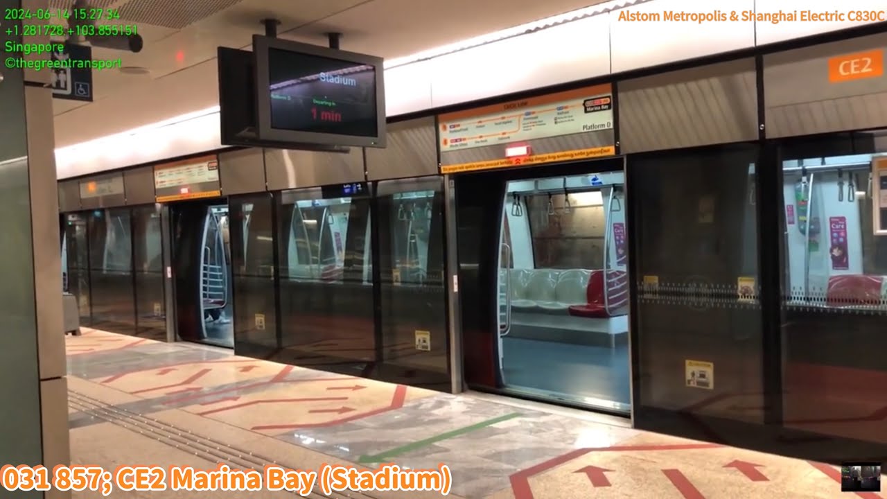 [SMRT] Alstom Metropolis C830C [857] departing CE2 Marina Bay (Stadium ...