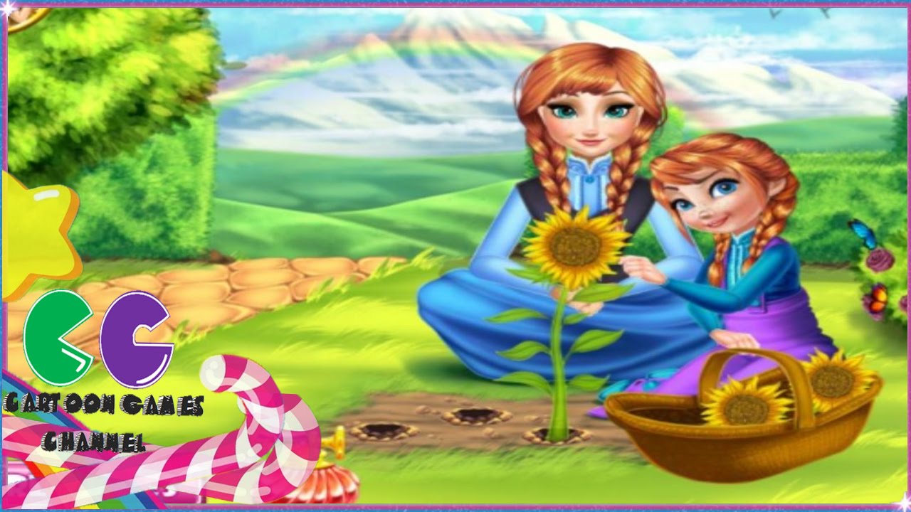 Princess Anna Mommy Gardening: Anna and her cute daughter games. - YouTube