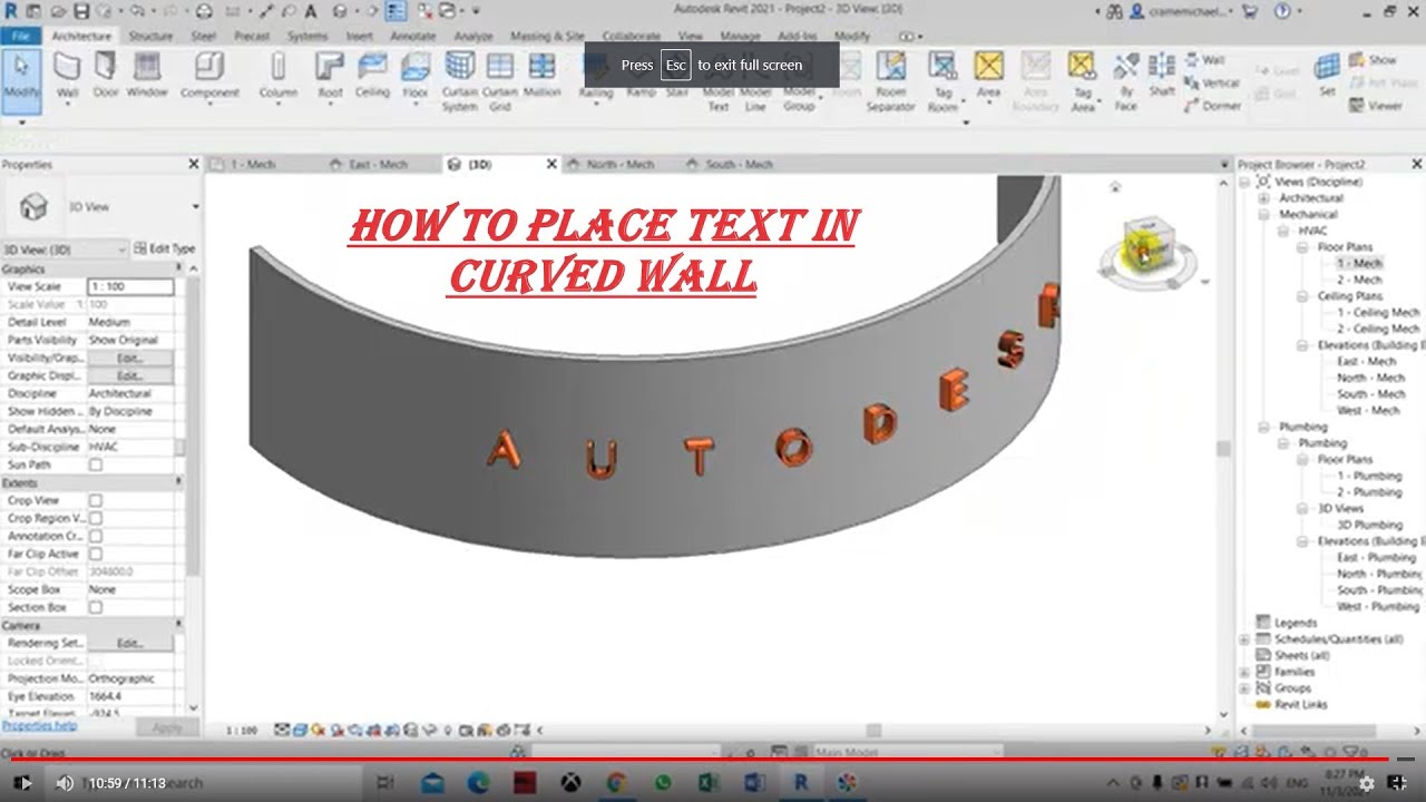 How To Place Text In Curved Wall - YouTube