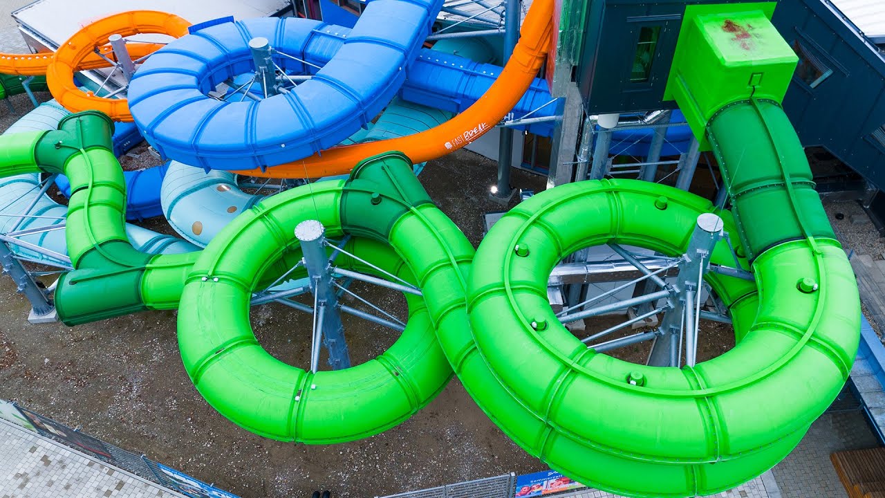Crazy Fake Adventure Funnel Water Slide [NEW 2023] Donaubad - YouTube