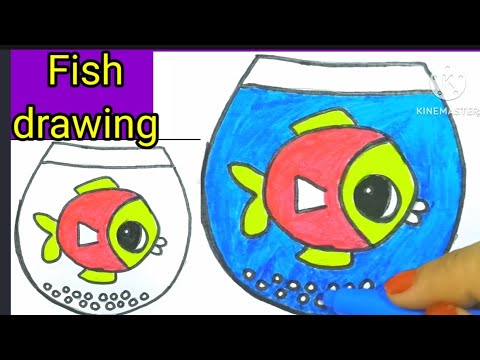 how to draw a fish aquarium // Easy fish tank drawing// aquarium ...