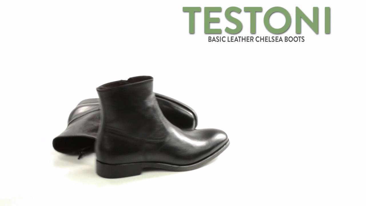 testoni BASIC Leather Ankle Boots - Side Zip (For Men) - YouTube