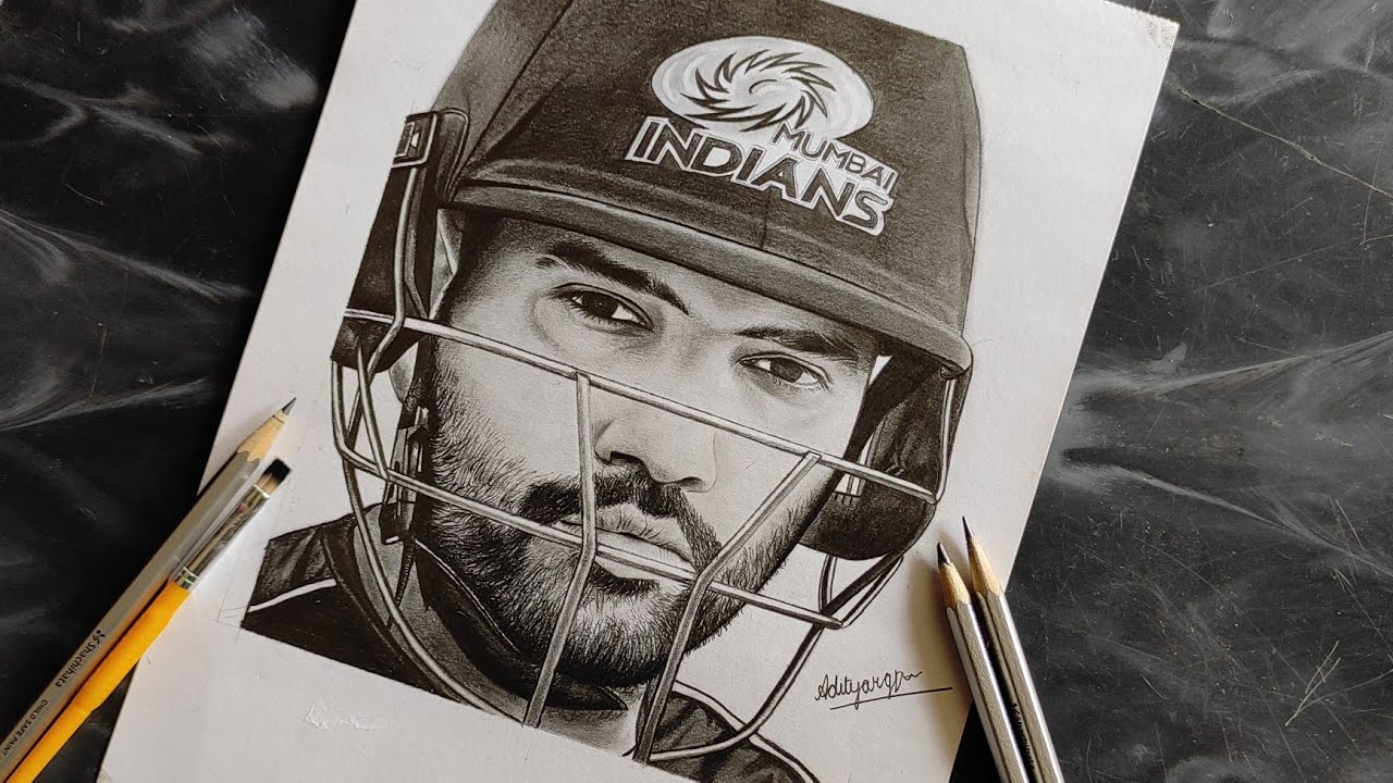 Realistic sketch of Rohit Sharma.. - YouTube