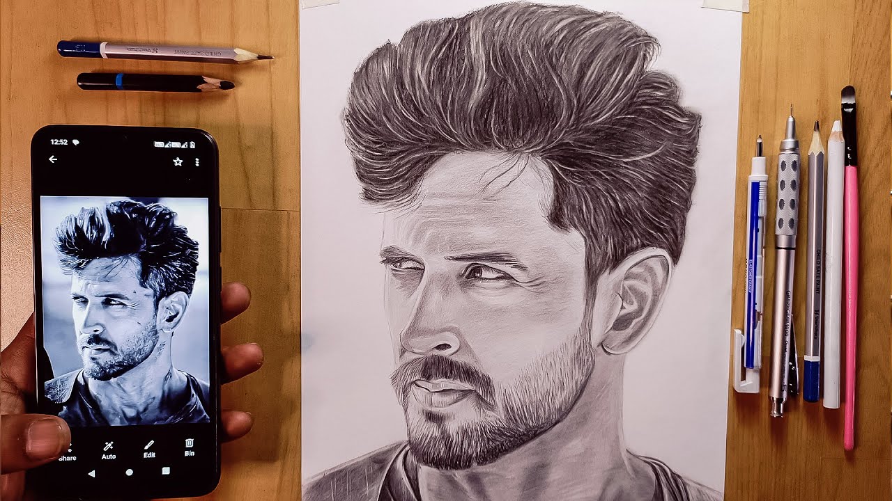hrithik roshan drawing | hrithik roshan sketch - YouTube